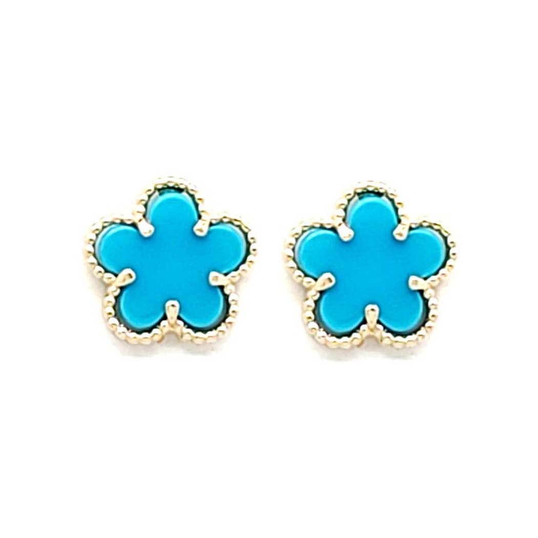Flower With Gold Toned Outline Post Earrings – Chase & Hide